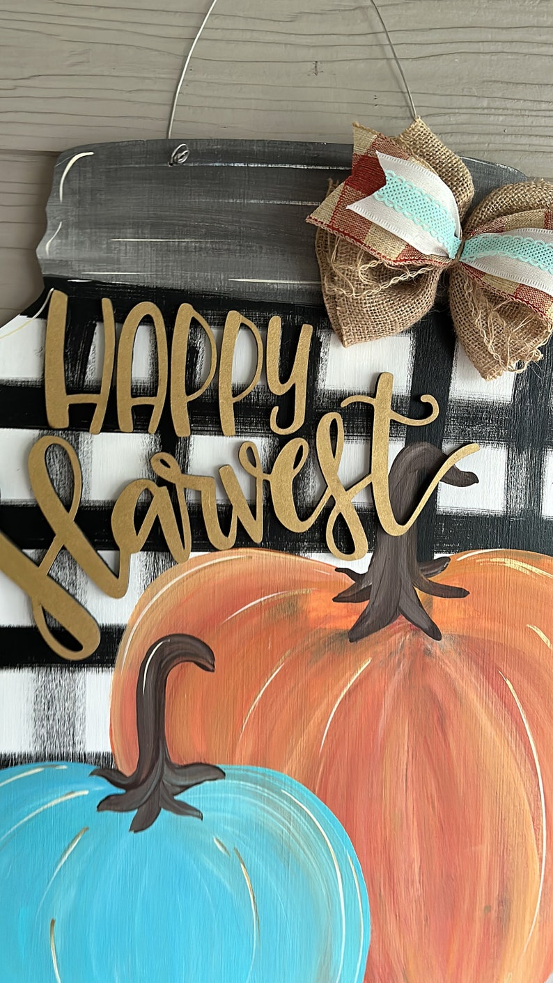 Fall Mason Jar Door Hanger - Fall Door Hanger - Happy Harvest - Fall ...