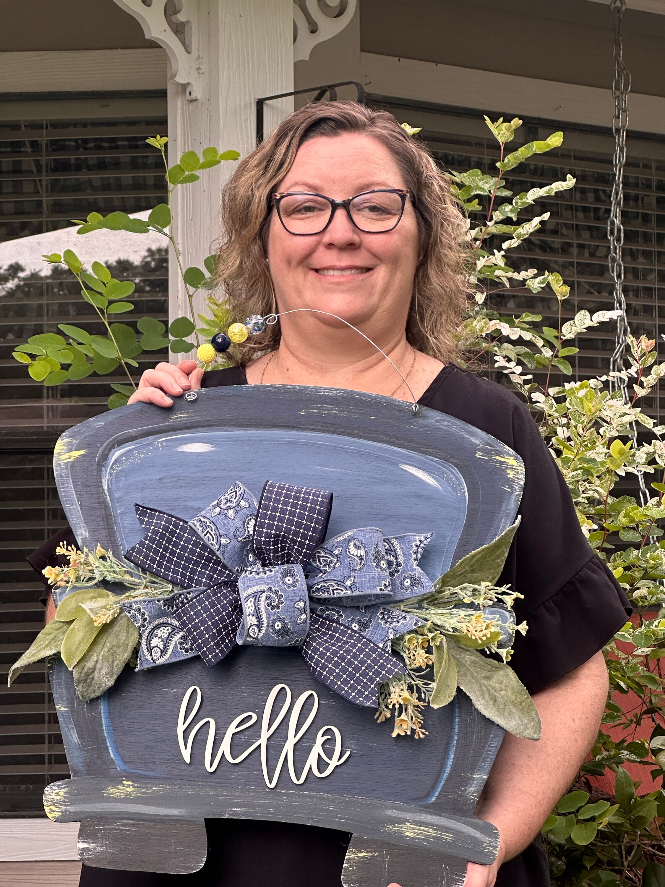 Old Blue Truck Door Hanger - Rustic Door Hanger - Farmhouse Porch ...