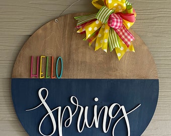 12” Hello Spring Door Hanger - Etsy