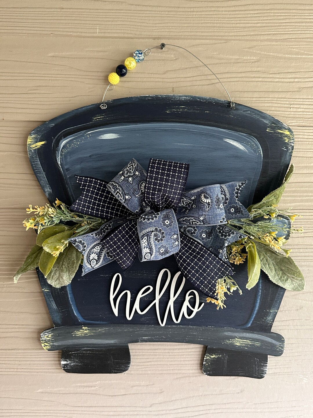 Old Blue Truck Door Hanger - Rustic Door Hanger - Farmhouse Porch ...