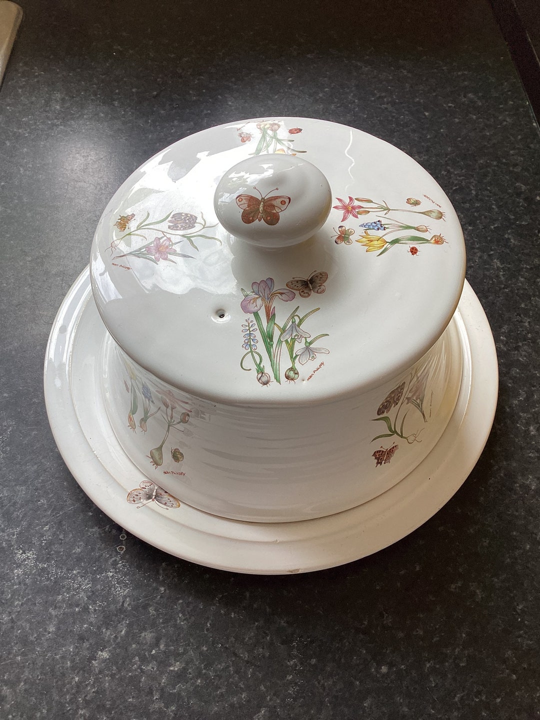 Vintage English Porcelain Cheese Dish Runtons Pottery Cottagecore ...