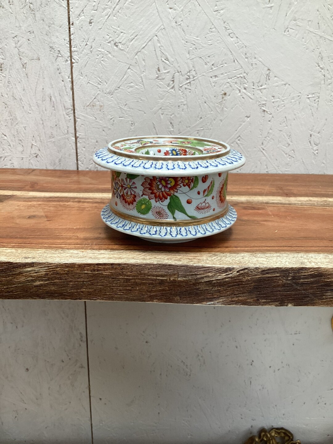 Antique Inkwell English Porcelain Flower and Butterfly Pattern Inkwell ...