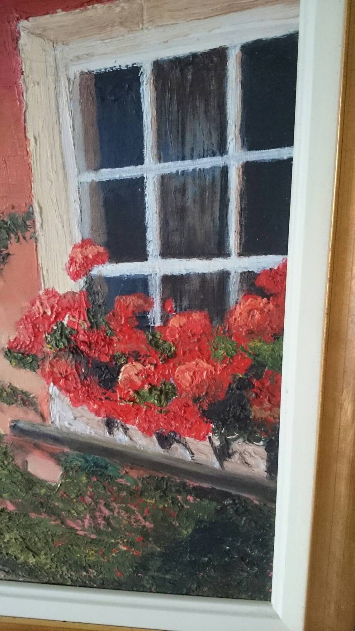 Vibrant Cottage Window Floral Window Box Oil Painting - Etsy