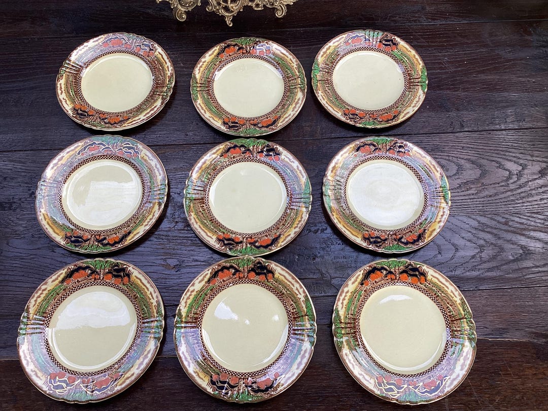 Antique Myott Son & Co Englands Countryside Art Deco Side Plates Set of ...