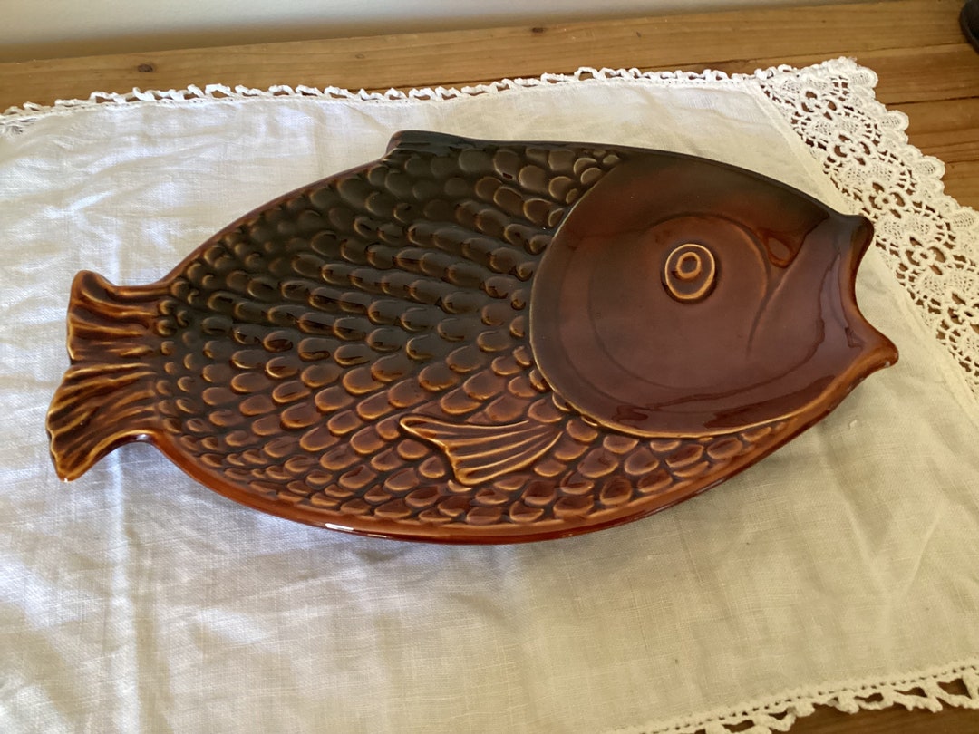 Vintage Sylvac Brown Ceramic Fish Plate Decorative Fish Plate Serving ...