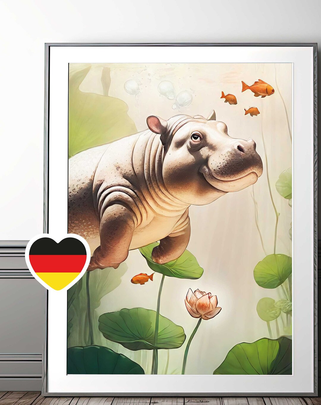 Hippo Posters Hippo PRINT ANIMAL ART Wall Art Hippopotamus Bathroom ...