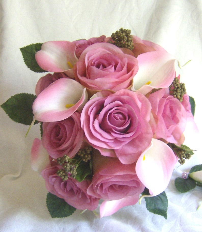 Beauty and pink rose bouquet bundle perfect for DIY brides | Etsy