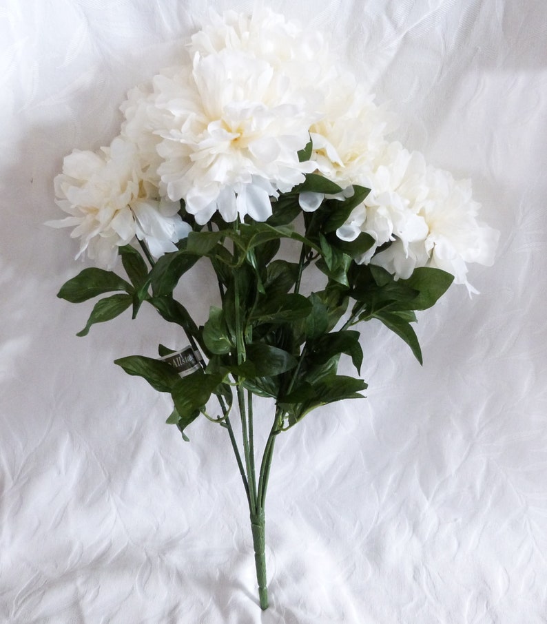 Ivory Peony Bush With 7 Peony Blossoms and Accented With Green - Etsy