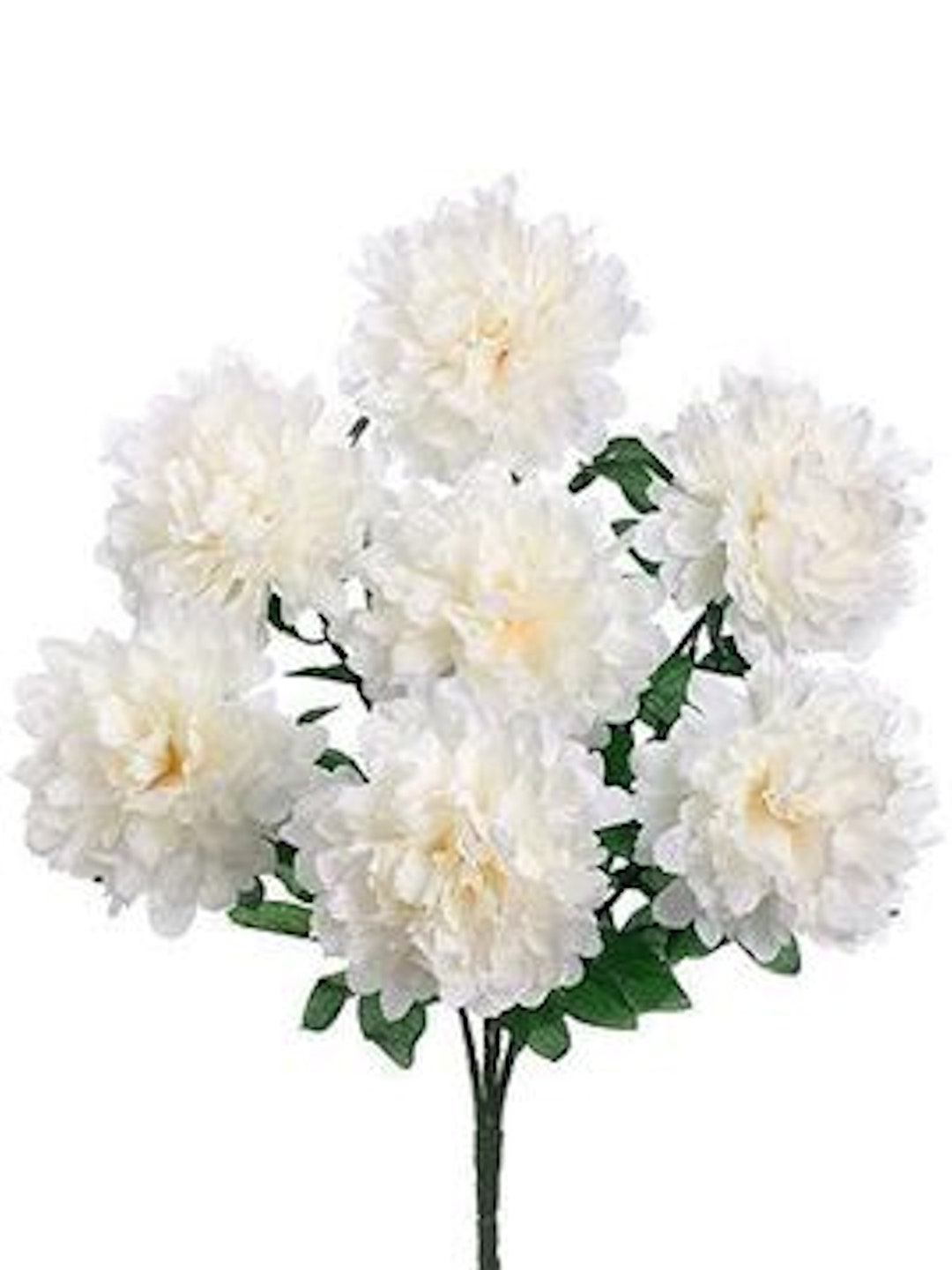 Ivory Peony Bush With 7 Peony Blossoms and Accented With Green Leaves ...