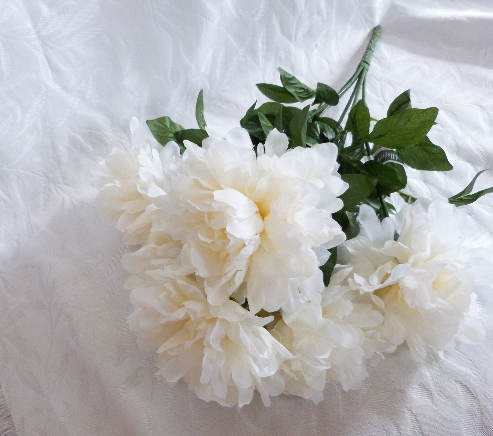 Ivory Peony Bush With 7 Peony Blossoms and Accented With Green | Etsy