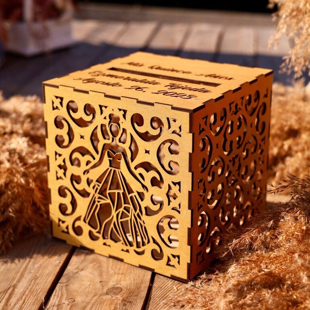 Gold Quinceanera Card Box Sweet 16 Card Box Quince Card Box Birthday ...