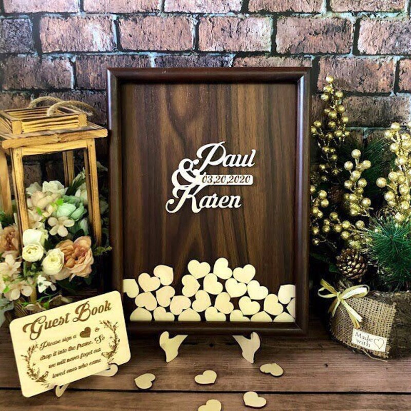 Wood Heart Guestbook - Etsy
