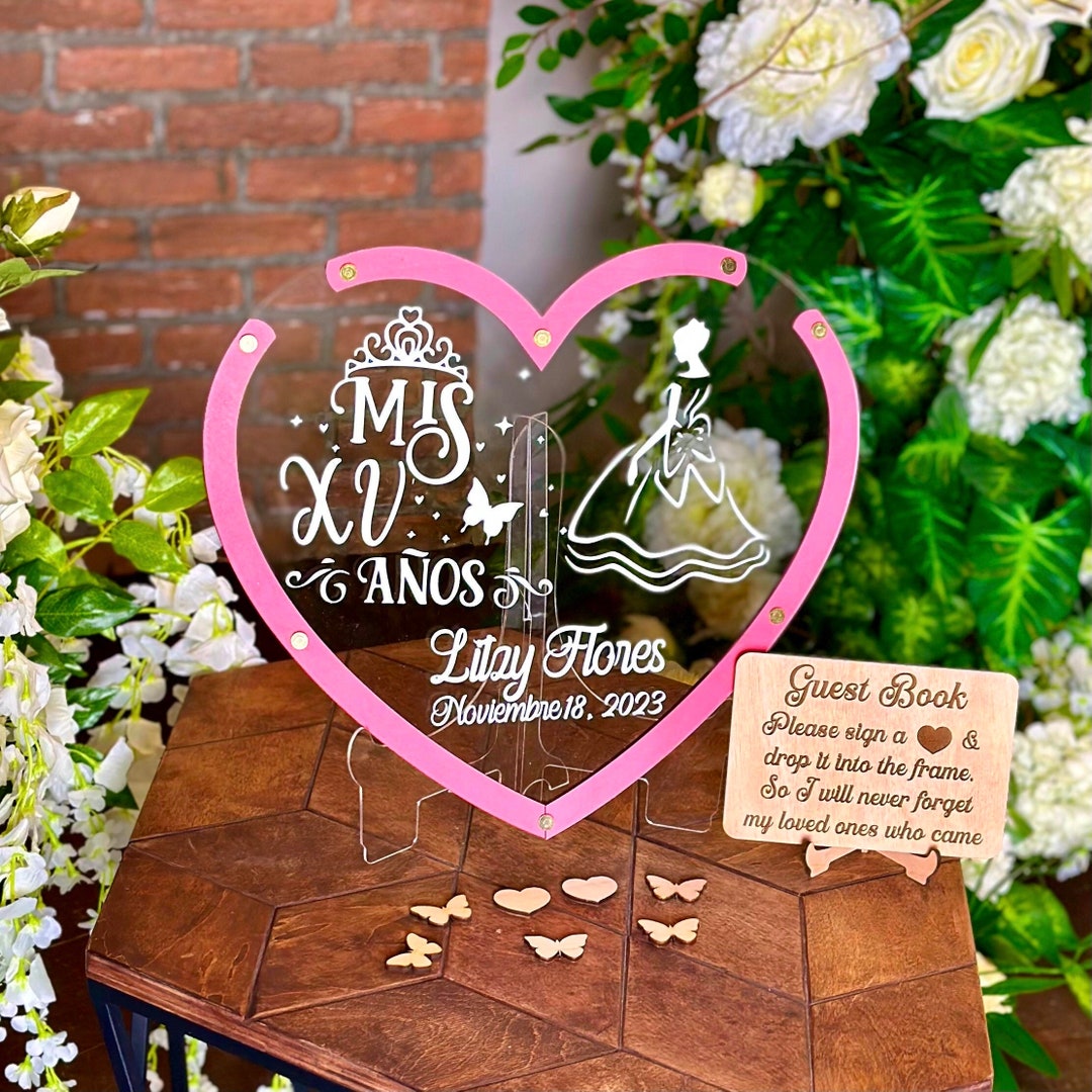 Pink Mis Quince Anos Guest Book Alternative Butterfly Quinceanera ...