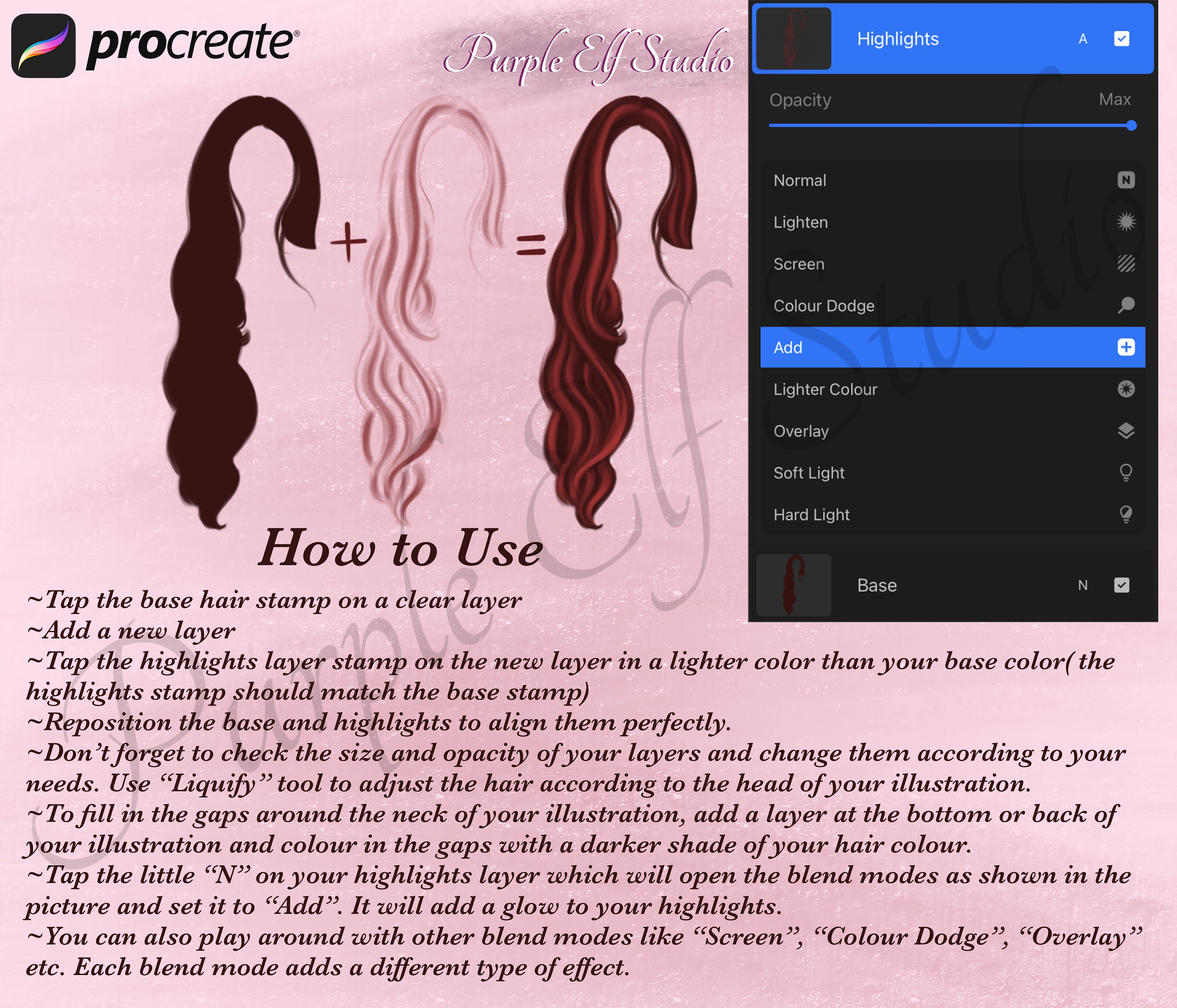 Procreate Hair Brush Set, Procreate Hair, Procreate Stamp Set, Digital ...