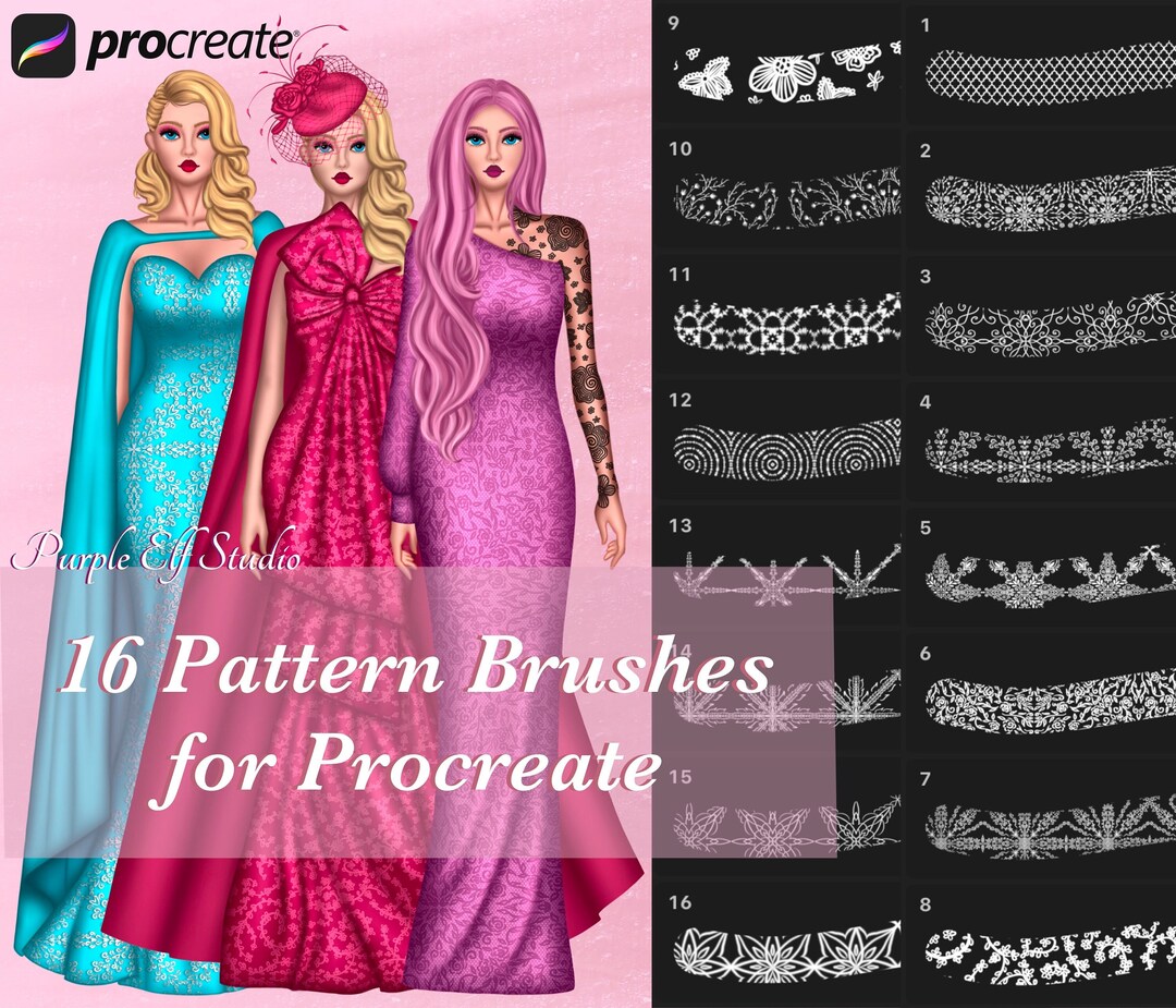 Procreate Patterns Brush Set, Seamless Pattern Brush, Floral, Moroccan, Tie and Dye Stamp ...