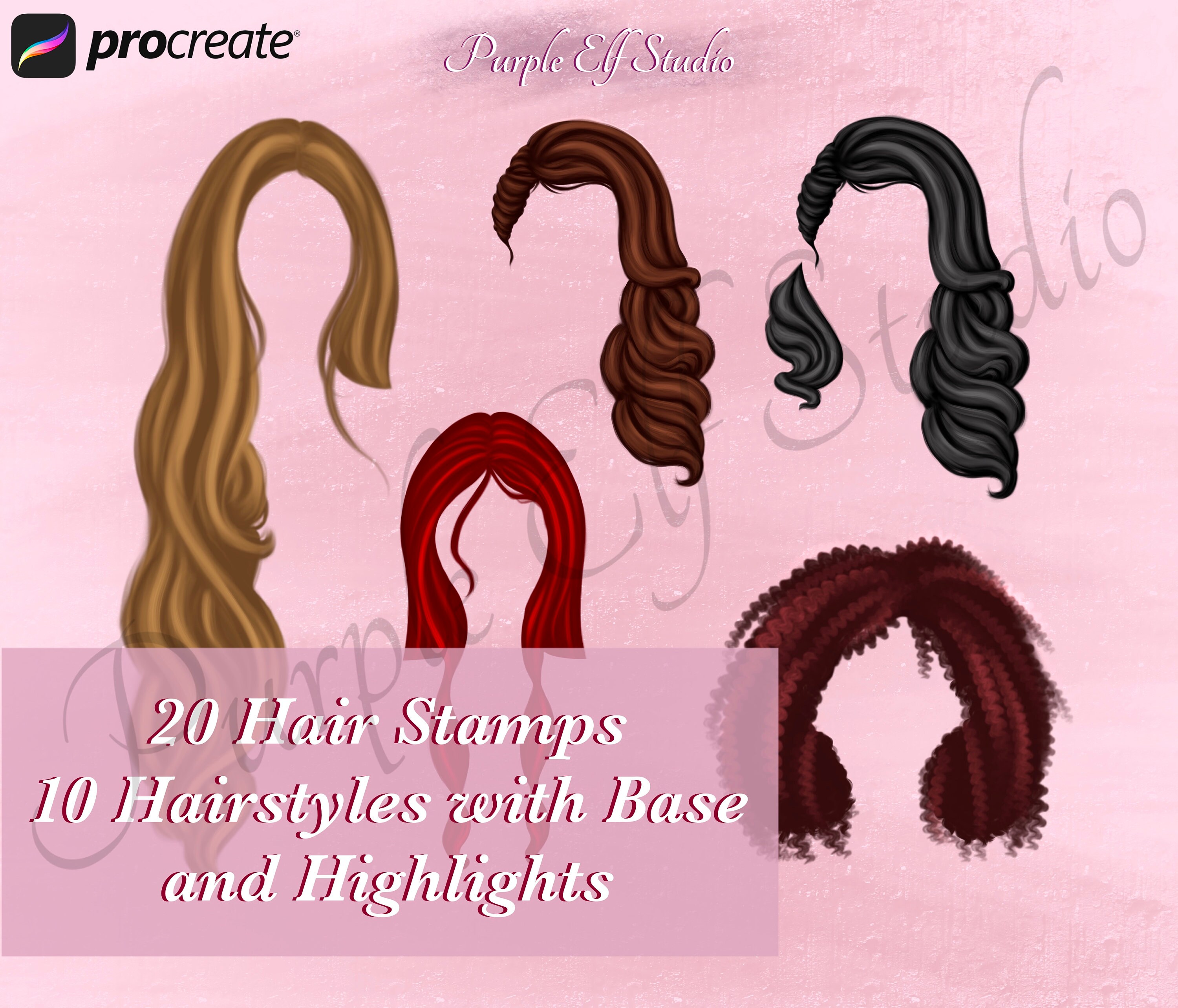 Procreate Hair Brush Set, Procreate Hair, Procreate Stamp Set, Digital ...