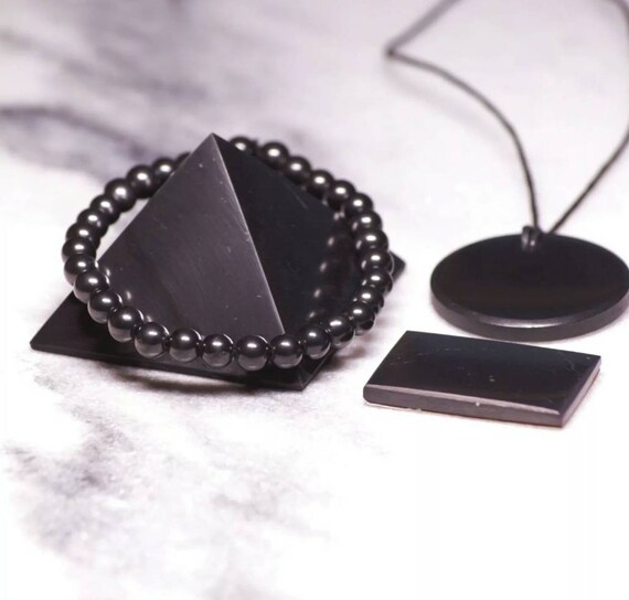 Shungite Set of 4 Items for 4G 5G EMF and Radiation Protection | Etsy