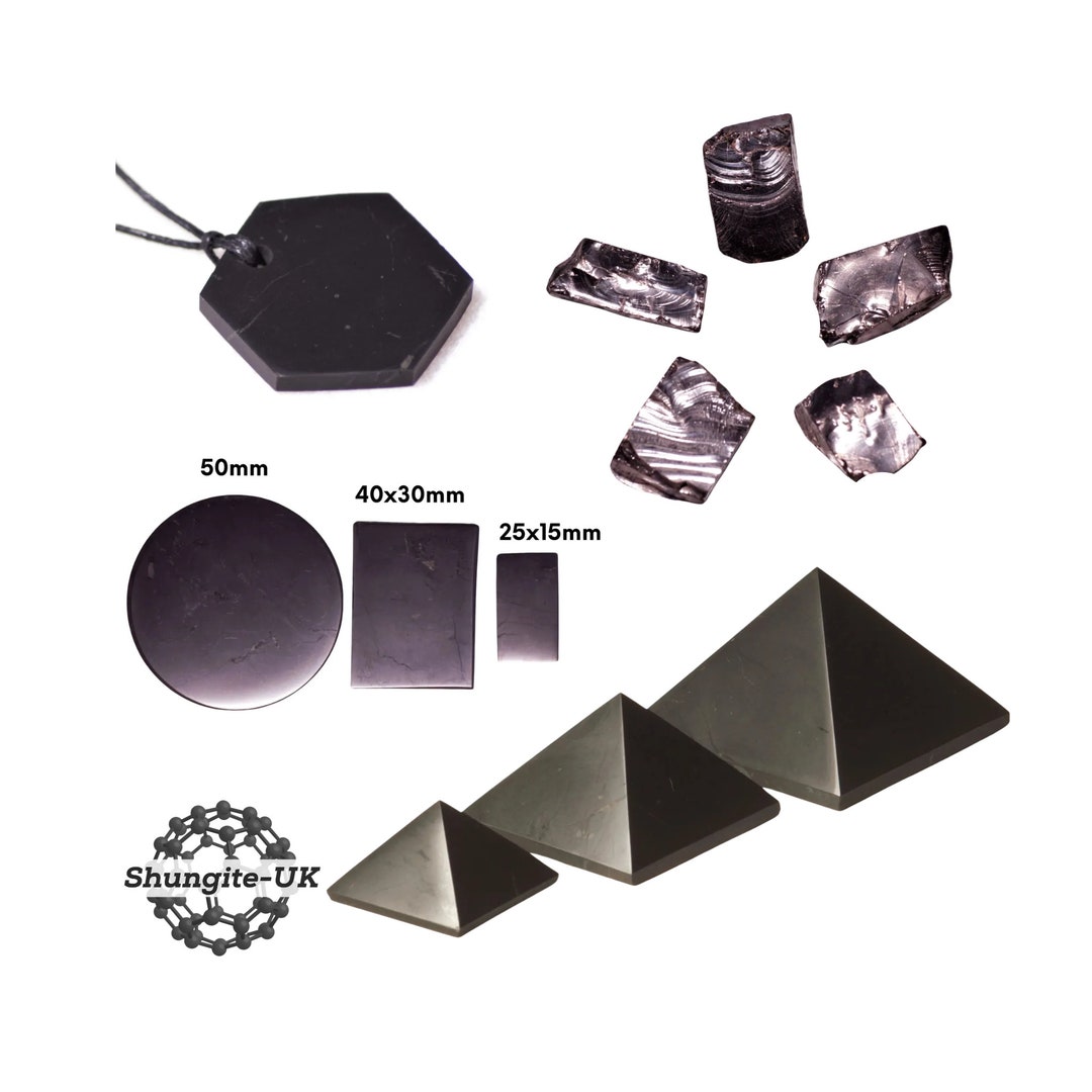 Shungite Set Pendant Pyramids Stickers Elite Shungite Stones - Etsy