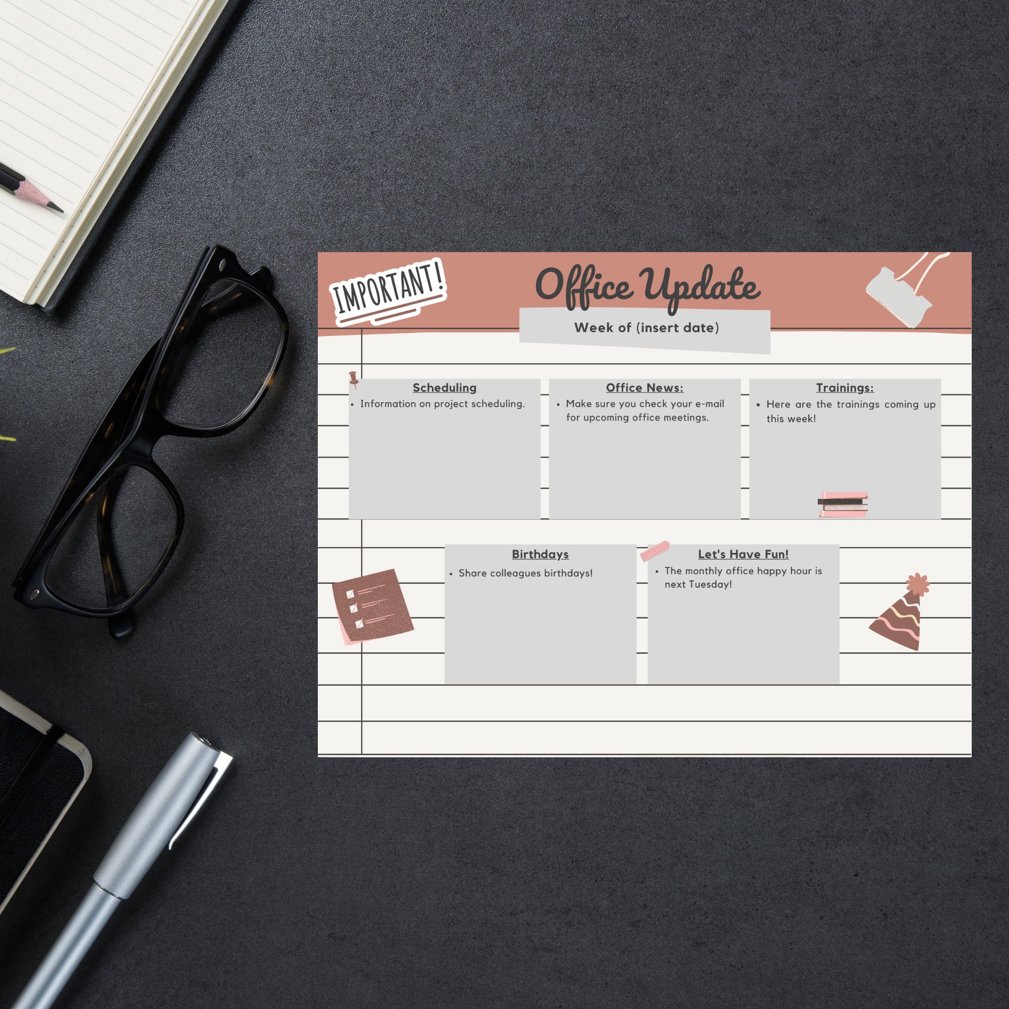 EDITABLE Office Newsletter, Office Update, Professional Newsletter - Etsy