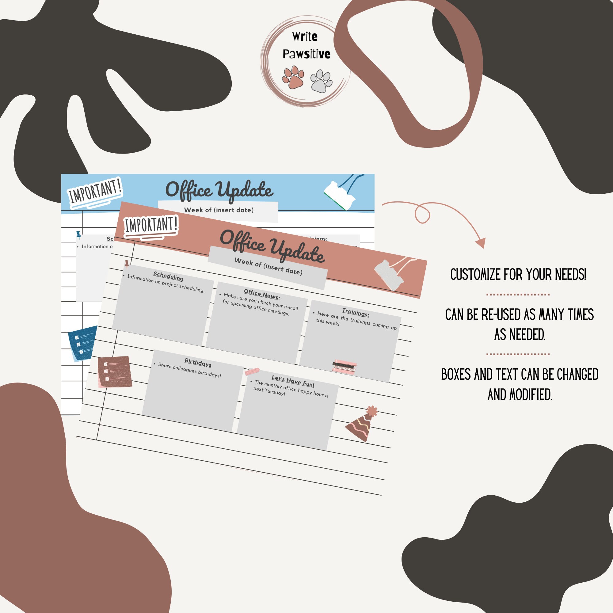 EDITABLE Office Newsletter, Office Update, Professional Newsletter - Etsy