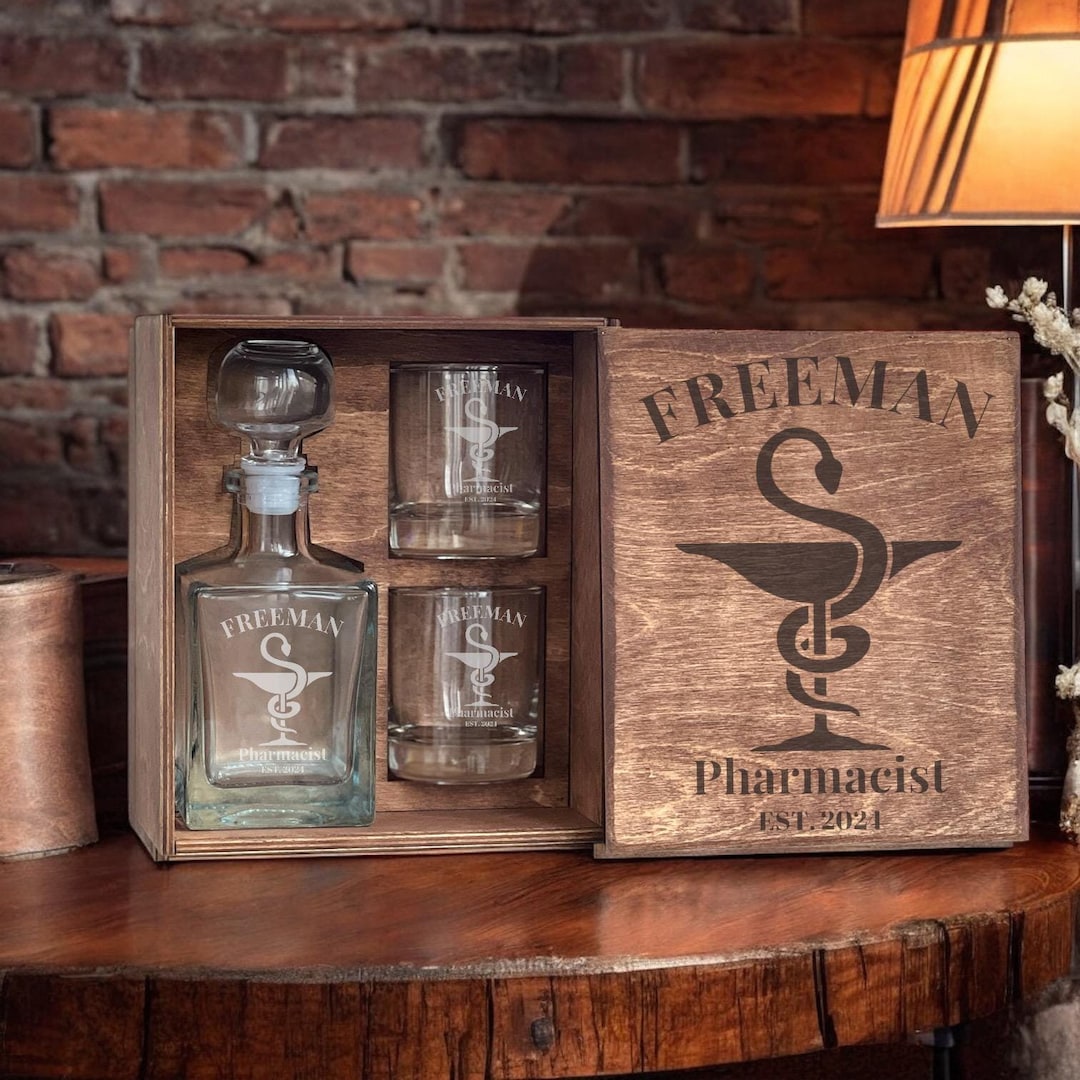 Pharmacist Whiskey Gift Set Personalized Custom Engraved Decanter With ...