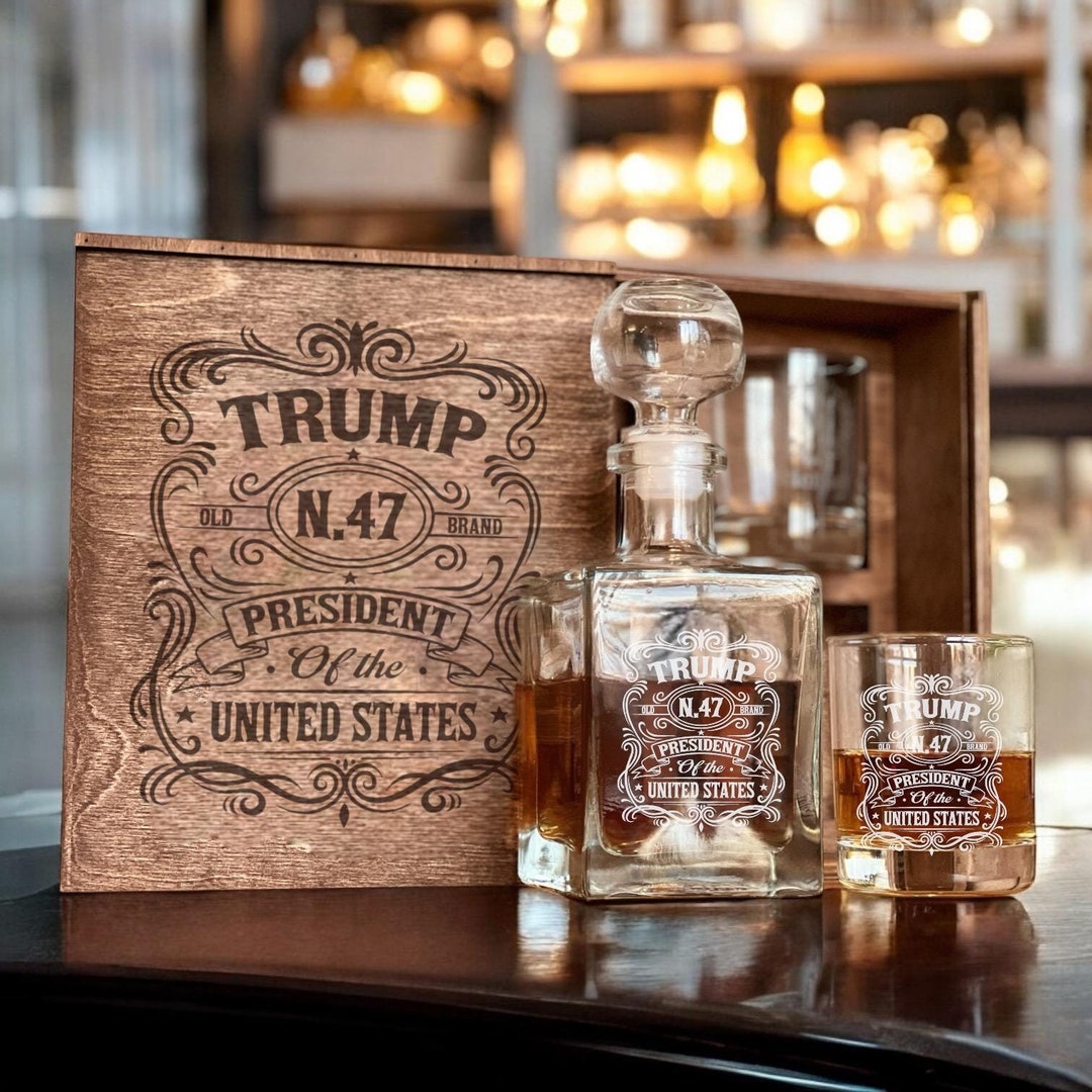 Trump 2024 Whiskey Decanter Set – MAGA Gift With Personalized Rocks ...