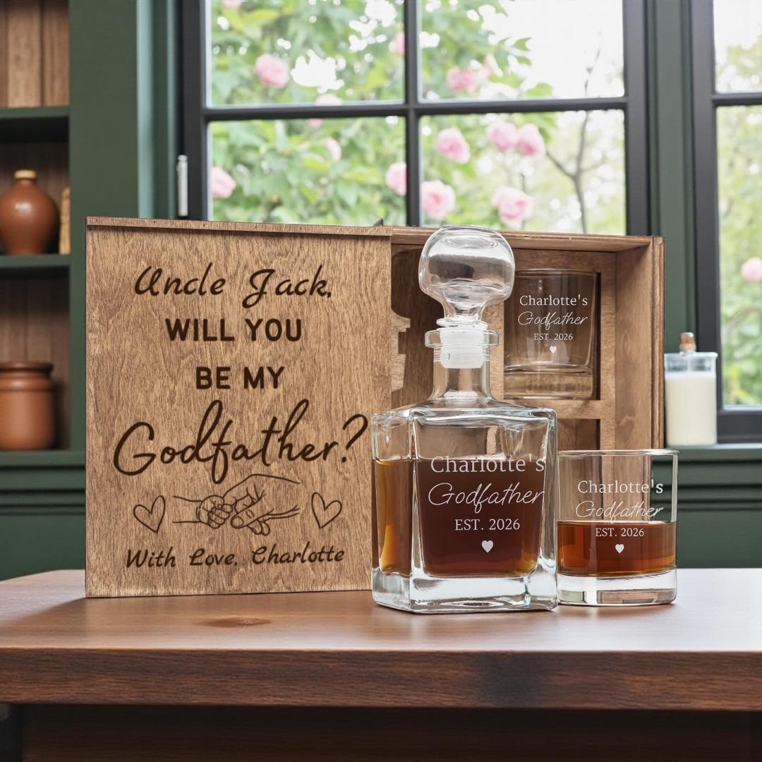 Godfather Proposal Box - Whiskey Decanter Set, Padrino Proposal Gift ...