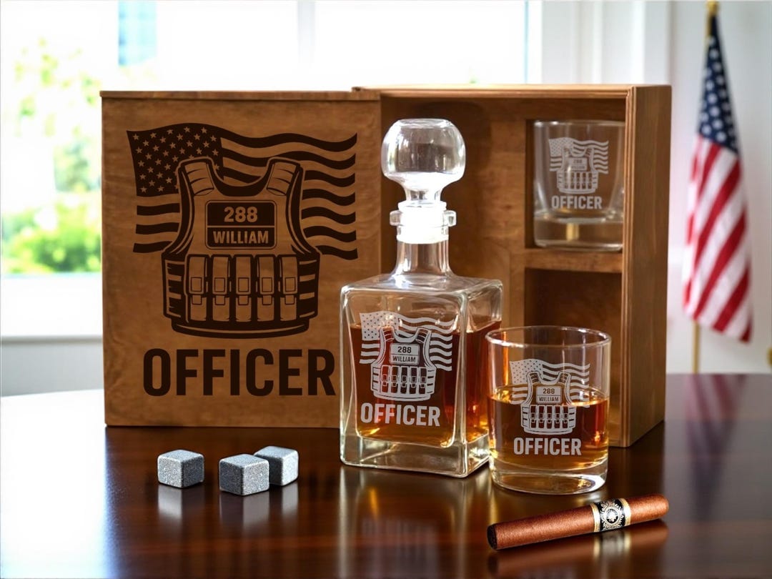 Police Officer Whiskey Gift Set for Christmas – Whiskey Decanter Set ...