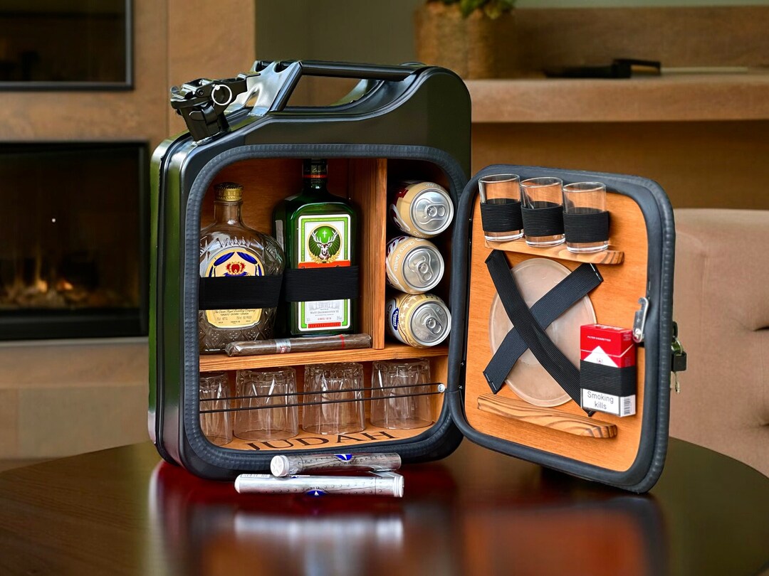 Stylish Personalized Minibar Gift Idea for a Man Secret Whiskey Case ...