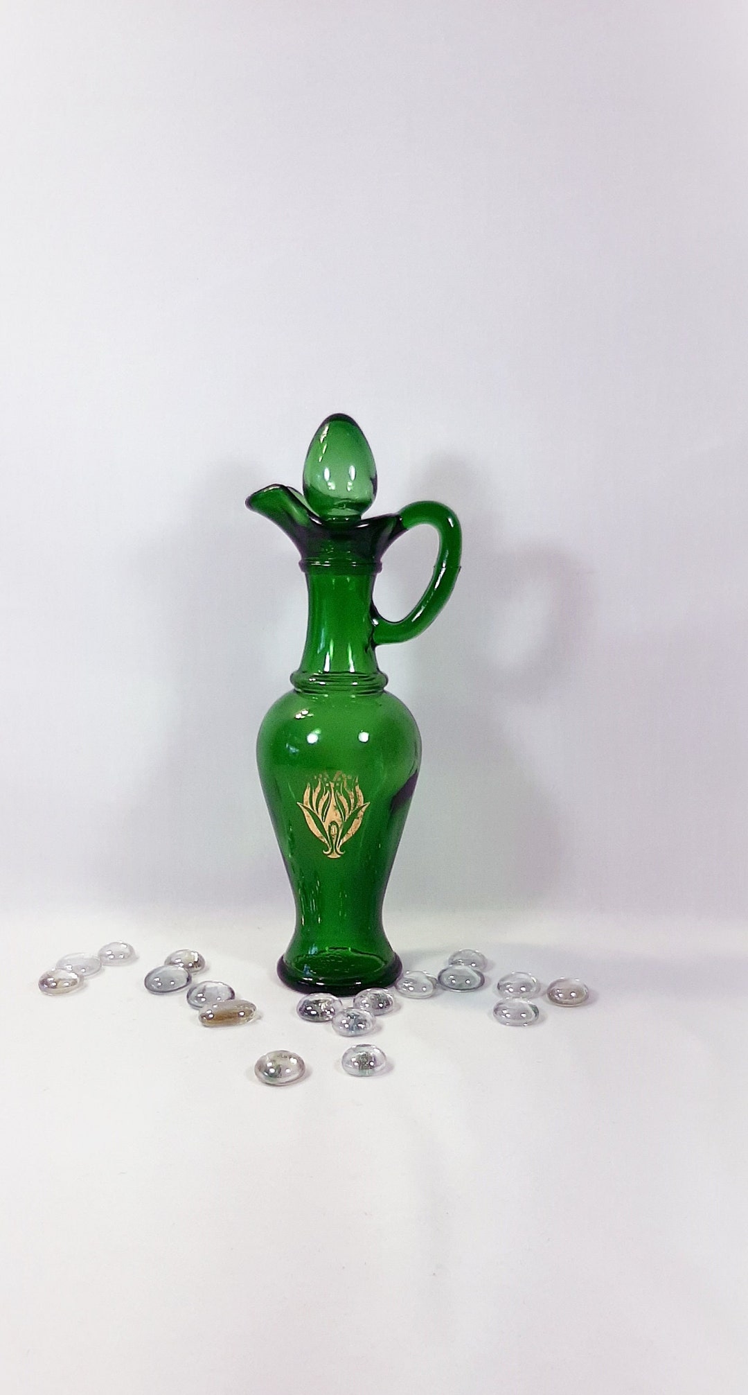 Avon Collectible Green Glass Bottle With Stopper. Vintage Green Glass ...