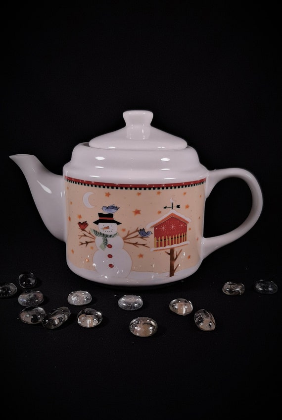 Ceramic Winter Teapot. Vintage Teapot With Snowman and Birds. | Etsy
