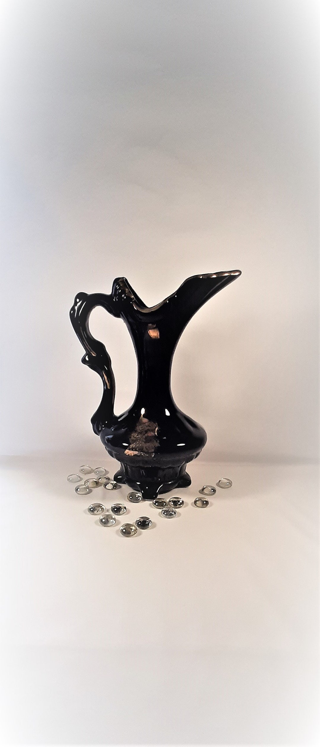 Vintage Cobalt Blue Jug Style Vase With Peacocks and Floral - Etsy