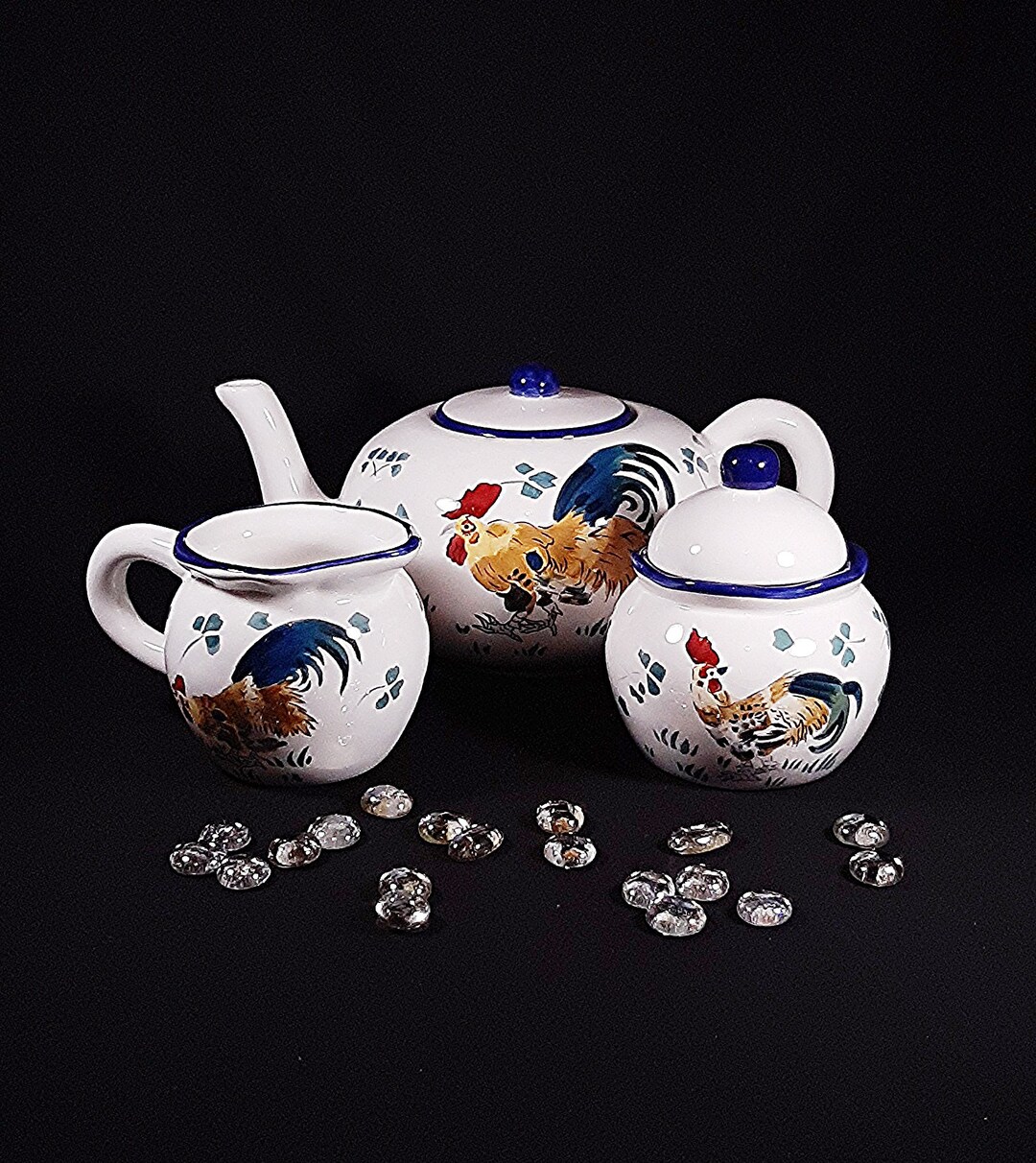 Vintage Rooster Tea Set. Vintage Farmhouse Decor. Vintage Kitchenware ...