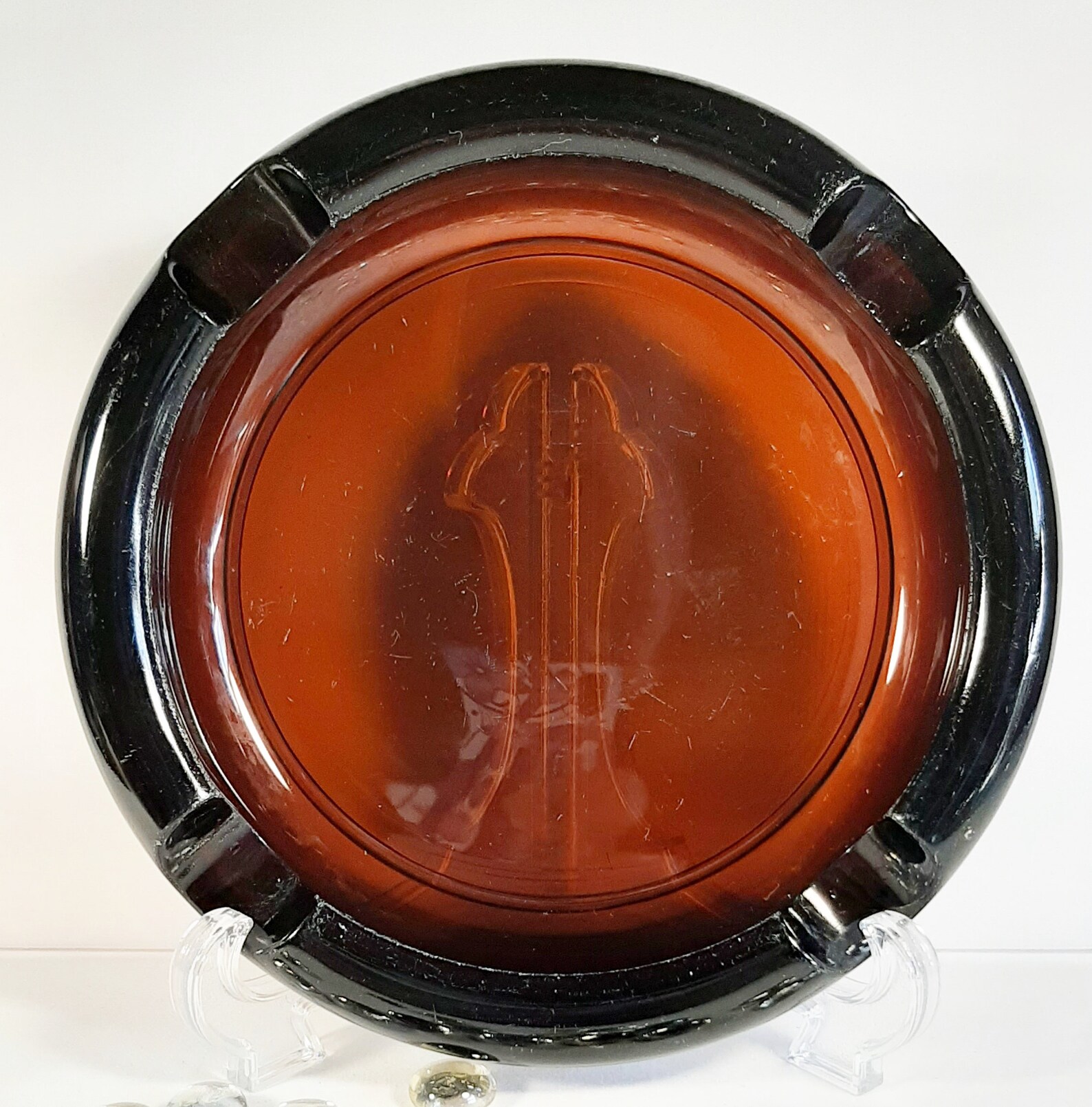 Vintage Dark Amber Ashtray. Large Ashtray for standing | Etsy