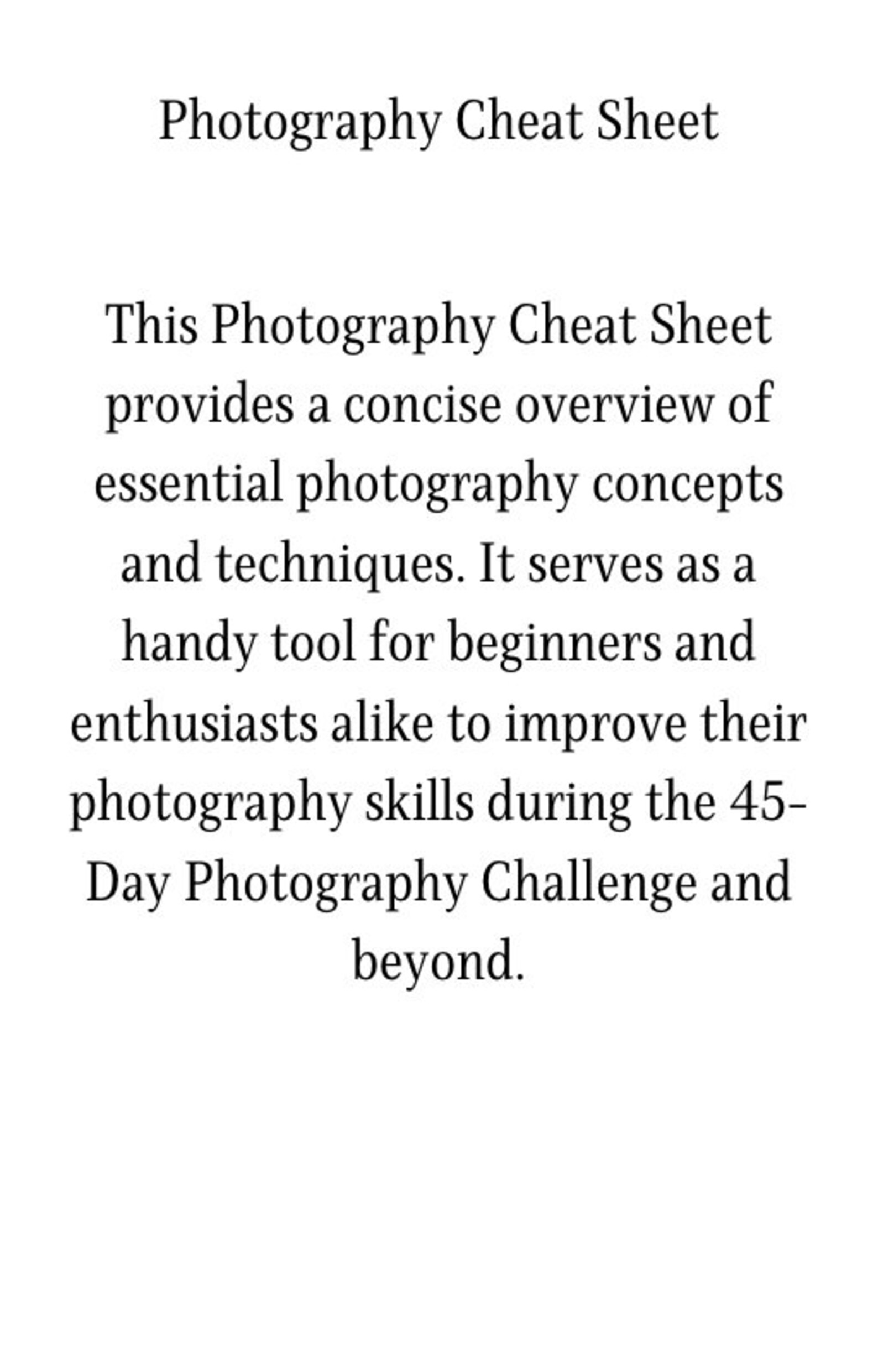 45-day Photography Challenge Ebook - Daily Prompts & Tips for Creative ...