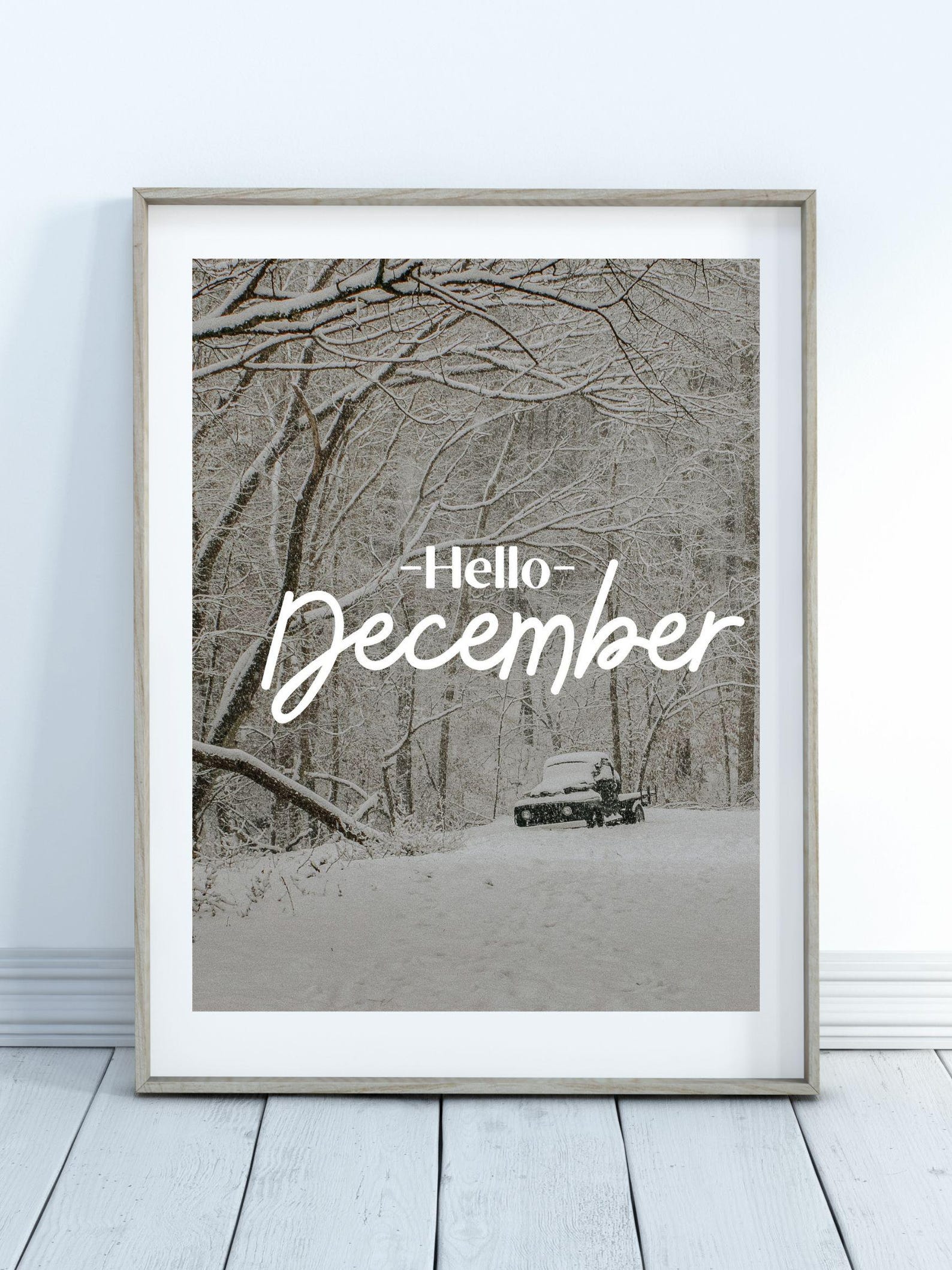 Hello December Snowy Truck Printable Poster ⎪quiet Pastures Winter Wall ...
