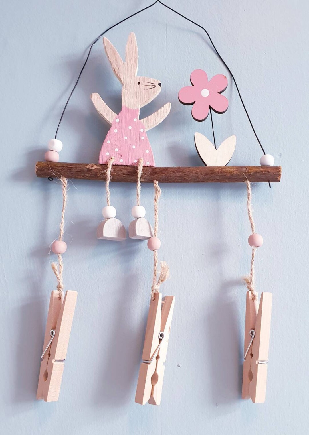 Rabbit Hanger Decoration With Pegs Nursery Decor Baby Shower Gift New ...