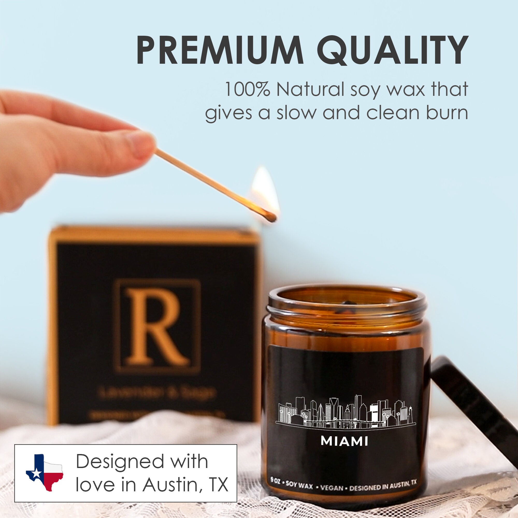 Miami Candle, Miami Skyline Gifts for Women, City of Miami Gifts for ...