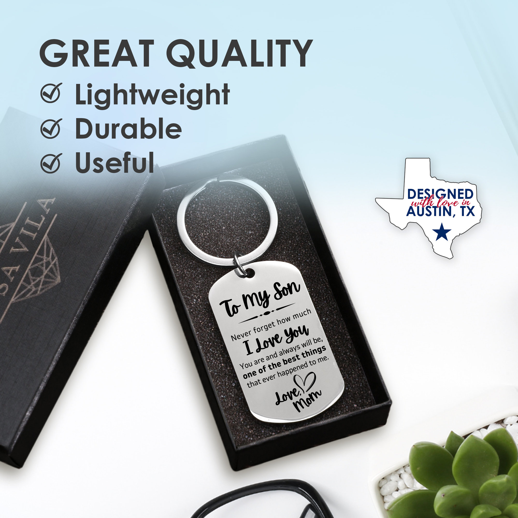 To My Son Keychain, Mother to Son Gifts From Mom, I Love You Son Gifts ...