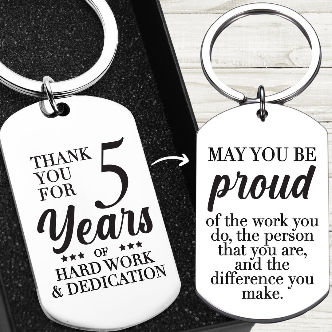 5 Year Work Anniversary Keychain, Happy 5th Work Anniversary for Women ...