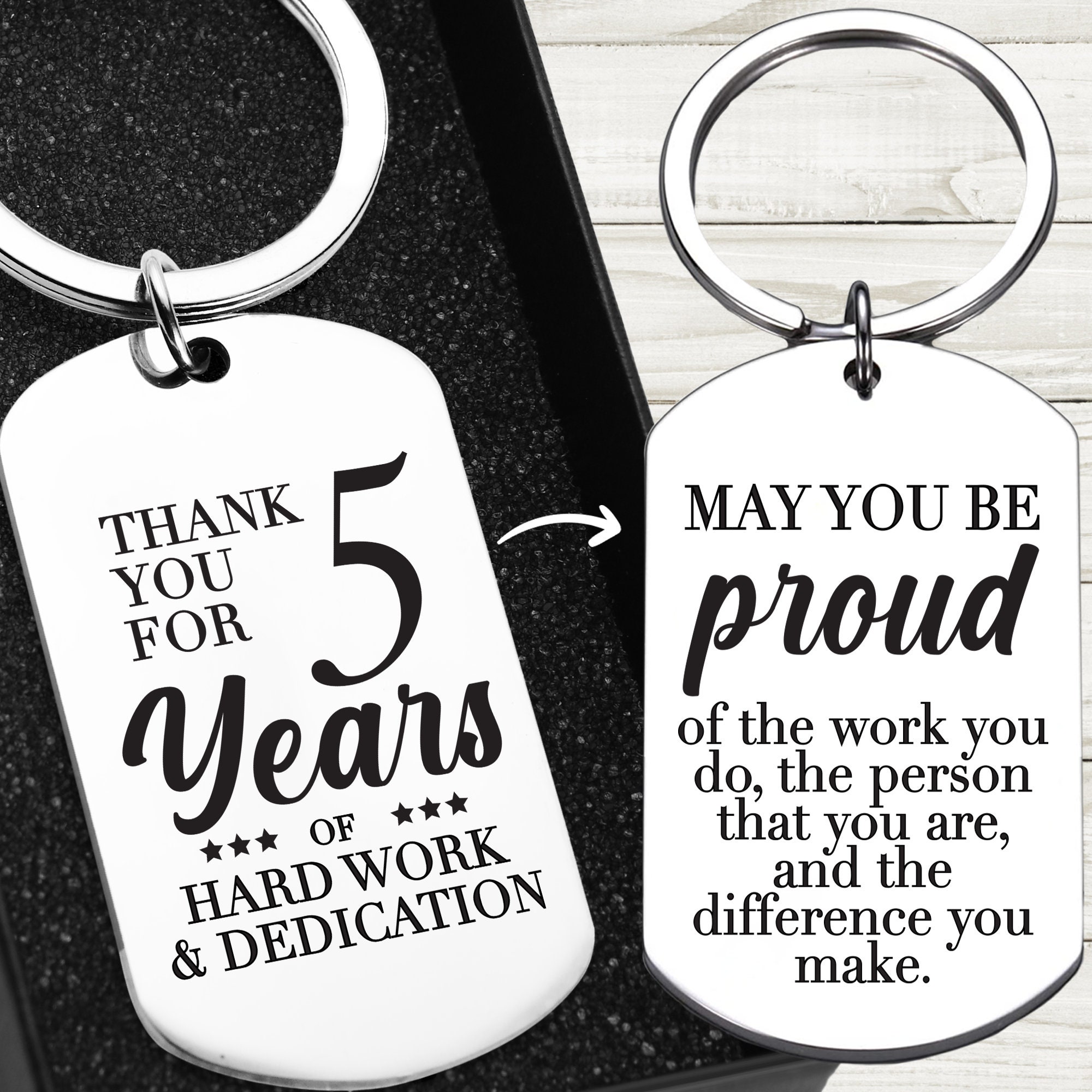 5 Year Work Anniversary Keychain, Happy 5th Work Anniversary for Women ...