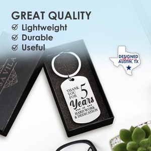 5 Year Work Anniversary Keychain, Happy 5th Work Anniversary for Women ...