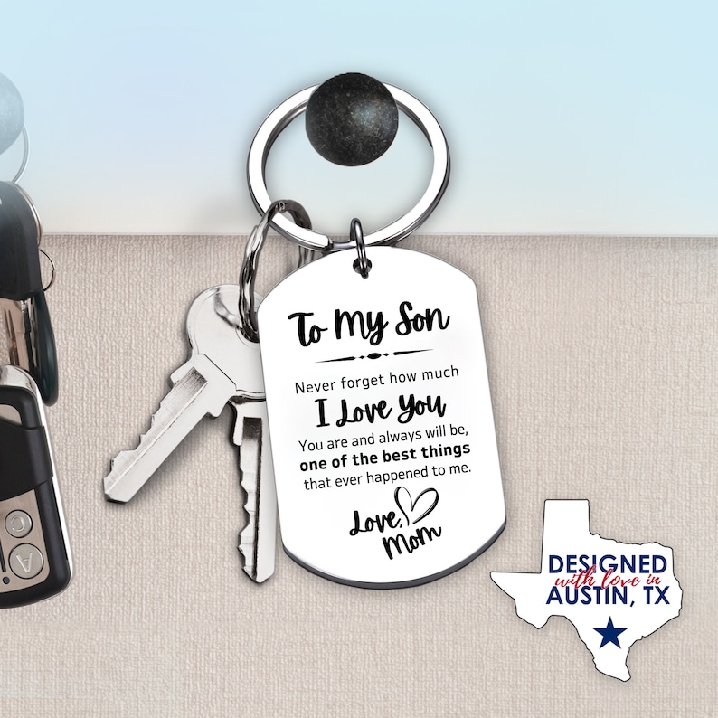 To My Son Keychain, Mother to Son Gifts From Mom, I Love You Son Gifts ...