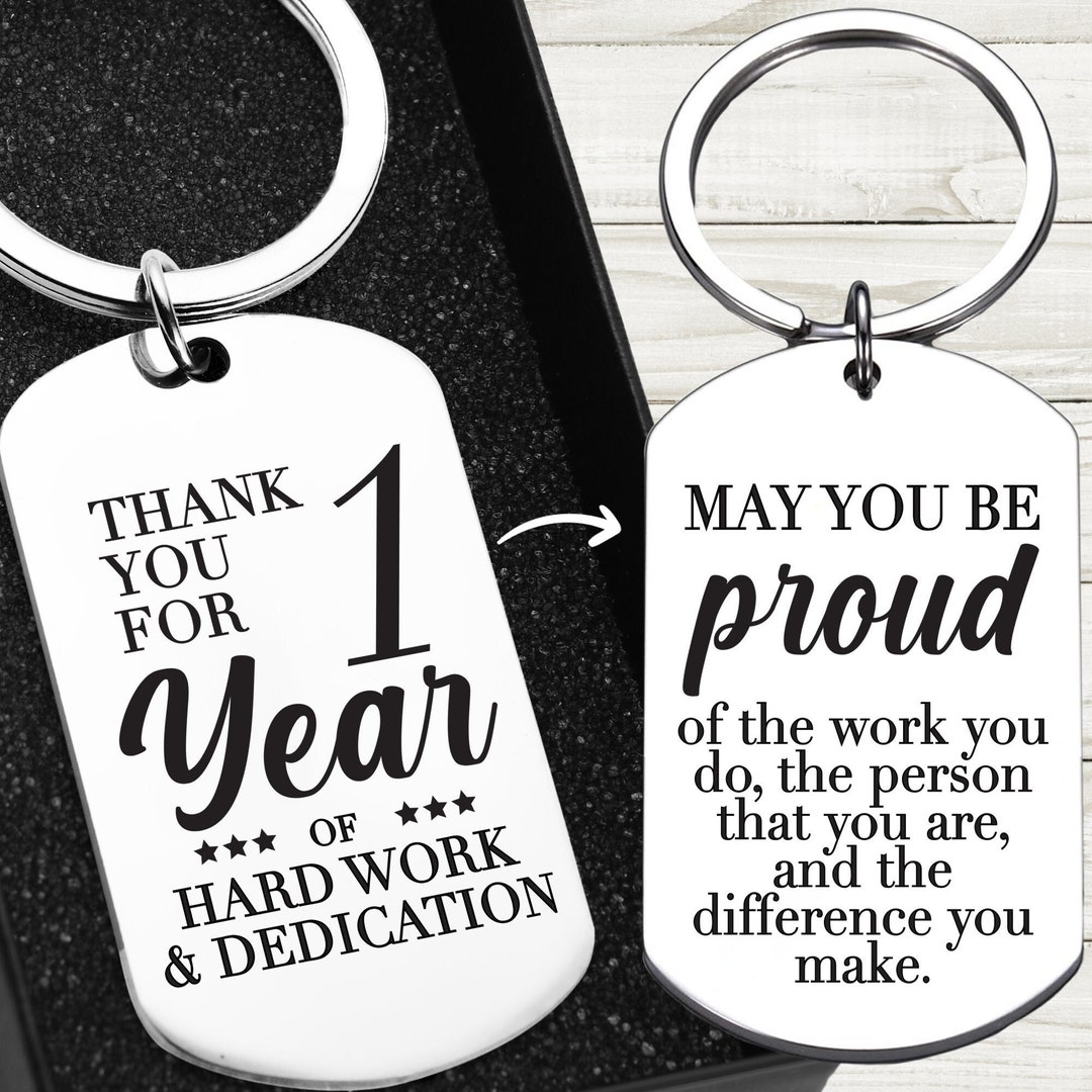 1 Year Work Anniversary Keychain, Employee Appreciation, Gifts for ...