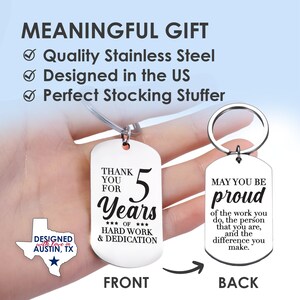 5 Year Work Anniversary Keychain, Happy 5th Work Anniversary for Women ...