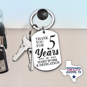 5 Year Work Anniversary Keychain, Happy 5th Work Anniversary for Women ...