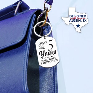 5 Year Work Anniversary Keychain, Happy 5th Work Anniversary for Women ...