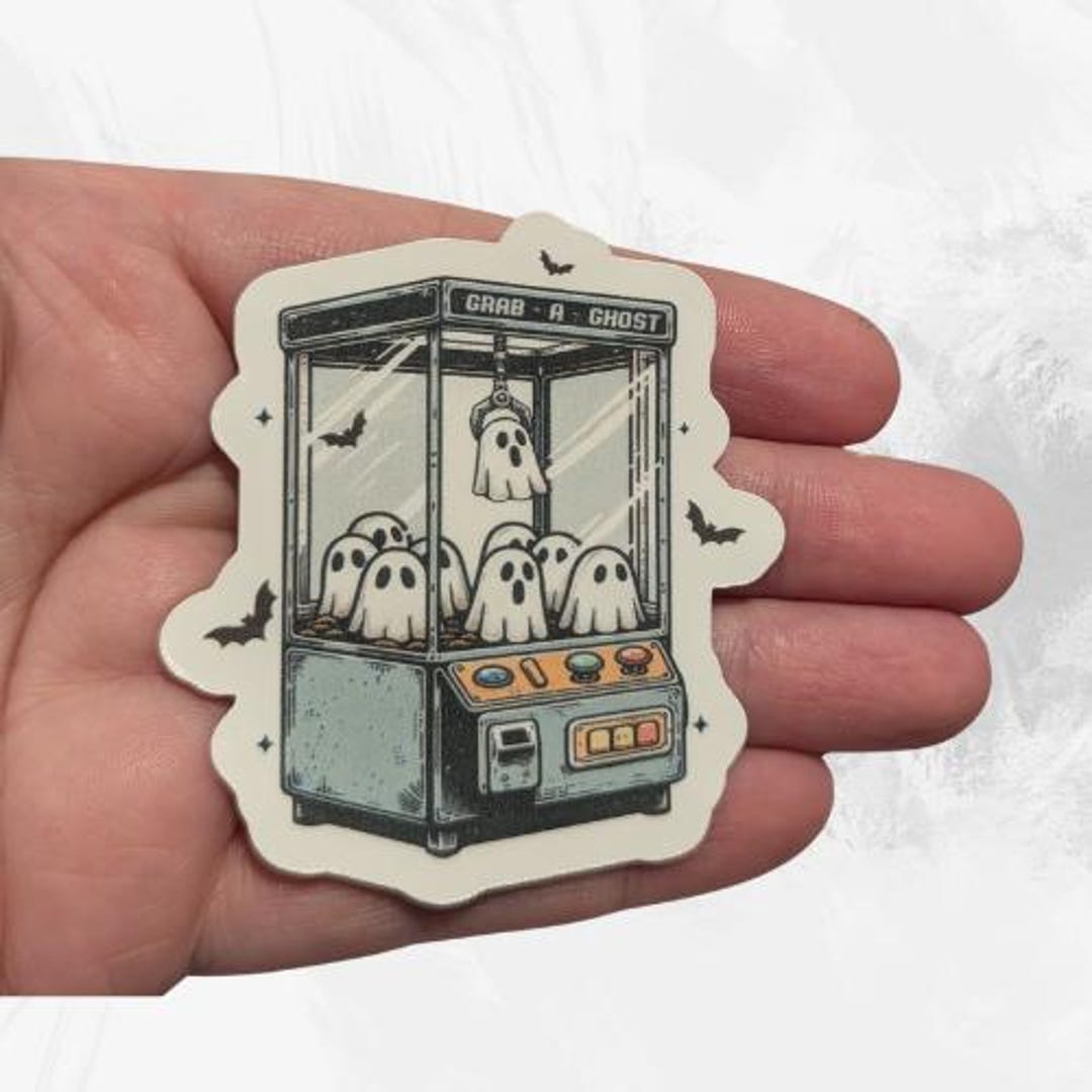 Halloween Ghost Claw Machine Funny Pun Stickers Bookish Sticker ...