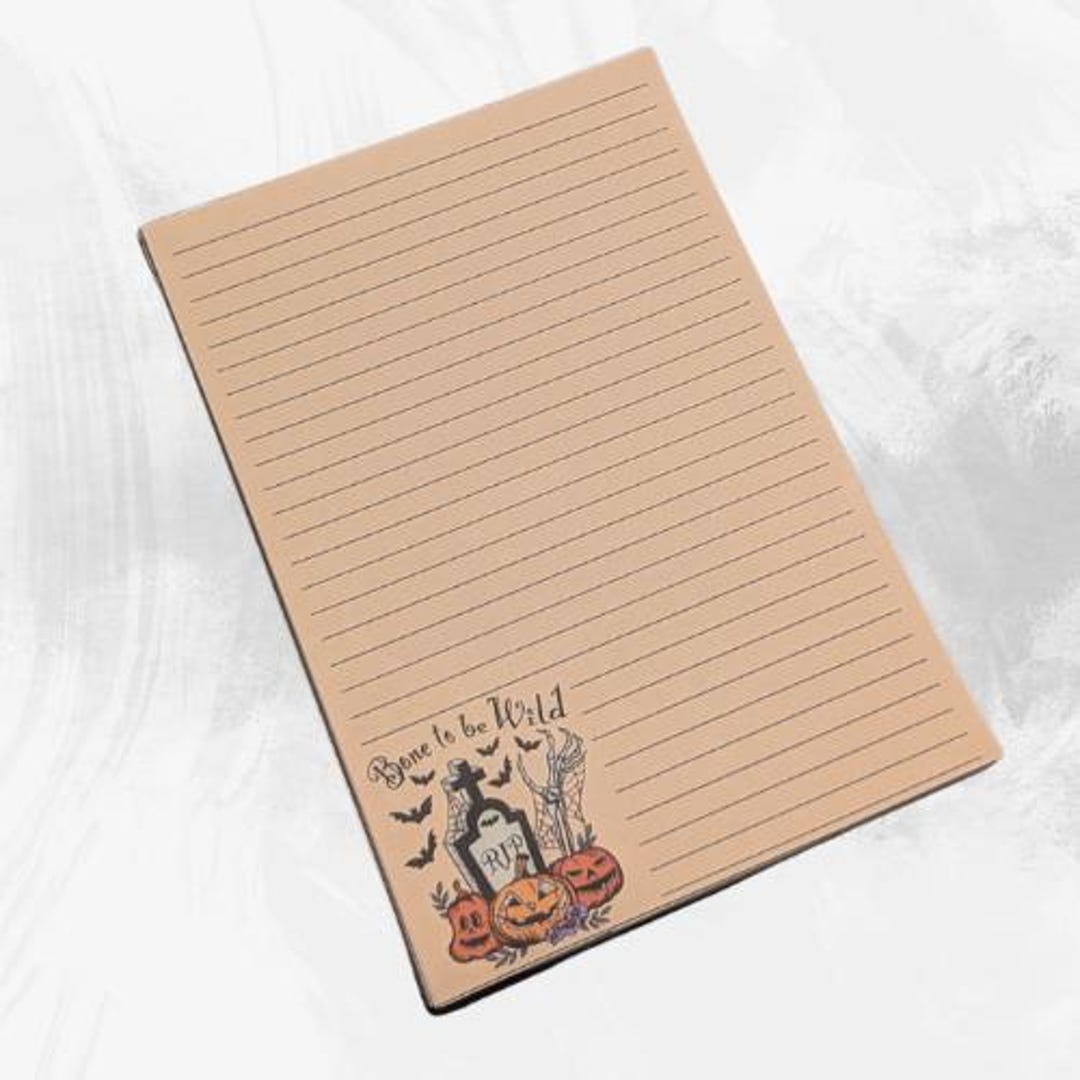 Gothic Halloween Skeleton Pun Funny 7.5x5.3 In. Notepad Office Supplies ...