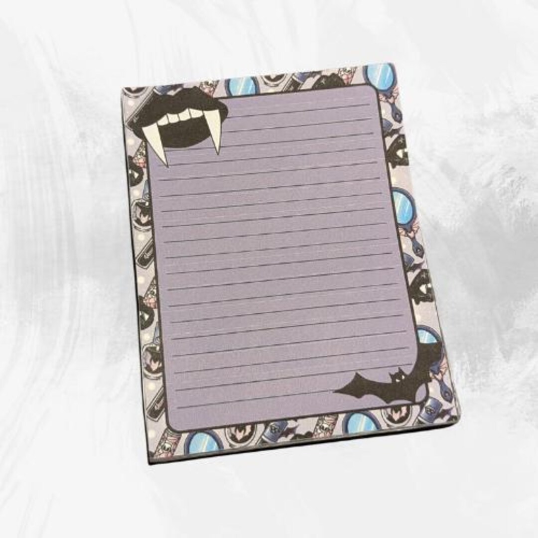 Gothic Pastel Skull Bat Vampire Makeup 5.3x4 In. Notepad Office ...